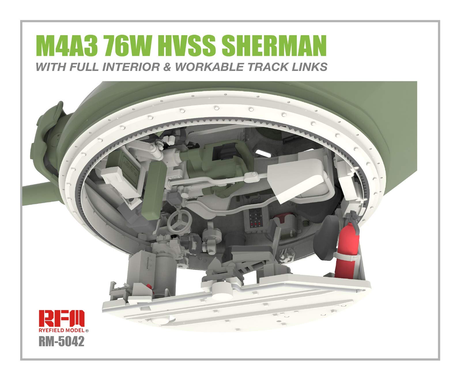 Rye Field Model 1/35 M4A3 76W HVSS Sherman with Full Interior and workable Track Links RM-5042