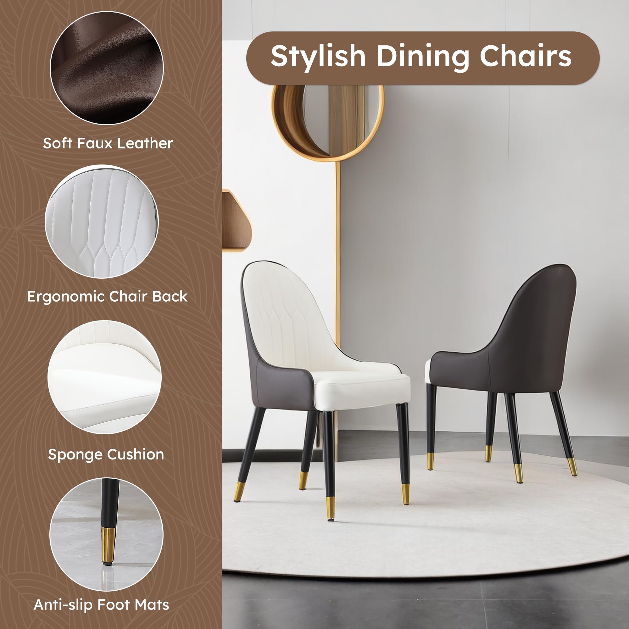 Montary 9 Piece Dining Table Set, Modern Dining Table Set of 8, Round 59" D Faux Marble Dining Table with Lazy Susan, Sintered Stone Dining Table with 8 Dining Chairs, for Dining Room