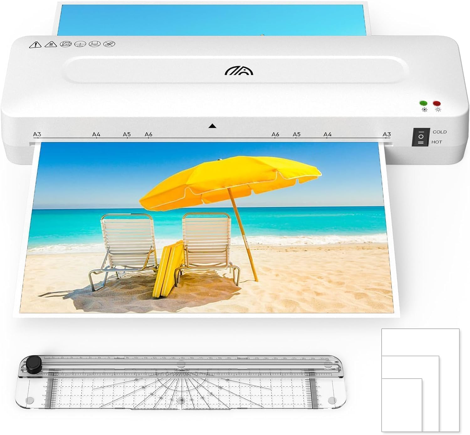 Crenova A3 Laminator, 13-Inch HOT and Cold Laminator Machine with Paper Trimmer, Corner Rounder, Hole Puncher, and 20 Thermal Laminating Pouches for Home, Office, and School Use
