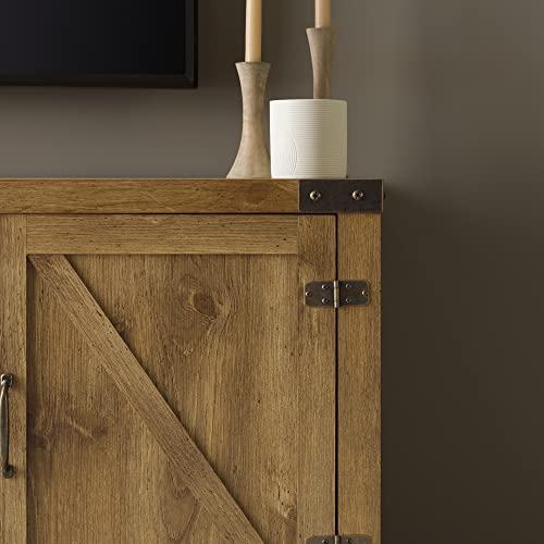 Walker Edison Georgetown Modern Farmhouse Double Barn Door TV Stand for TVs up to 65 Inches, 58 Inch, Barnwood