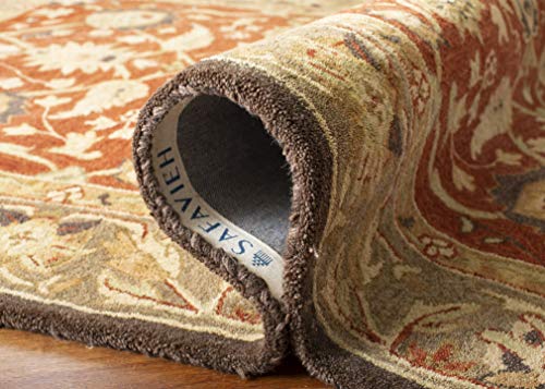 SAFAVIEH Anatolia Collection 8' x 10' Rust / Green AN512G Handmade Traditional Oriental Premium Wool Area Rug
