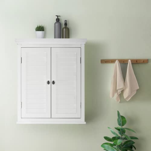 Elegant Home Fashions Glancy One Shutter Doors Wooden Corner Stand Floor Cabinet White & Teamson Home Glancy Detachable Bathroom Cabinet, White