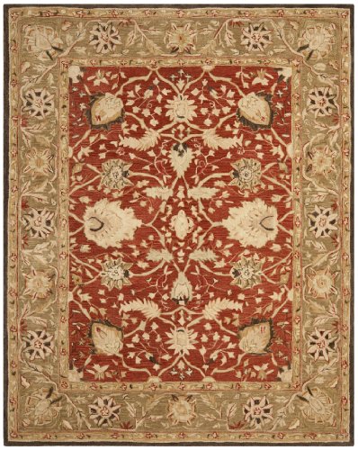 SAFAVIEH Anatolia Collection 8' x 10' Rust / Green AN512G Handmade Traditional Oriental Premium Wool Area Rug