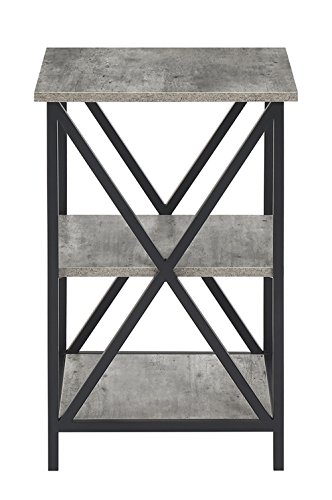 Convenience Concepts Tucson End Table with Shelves, 3-Tier, Faux Birch/Black