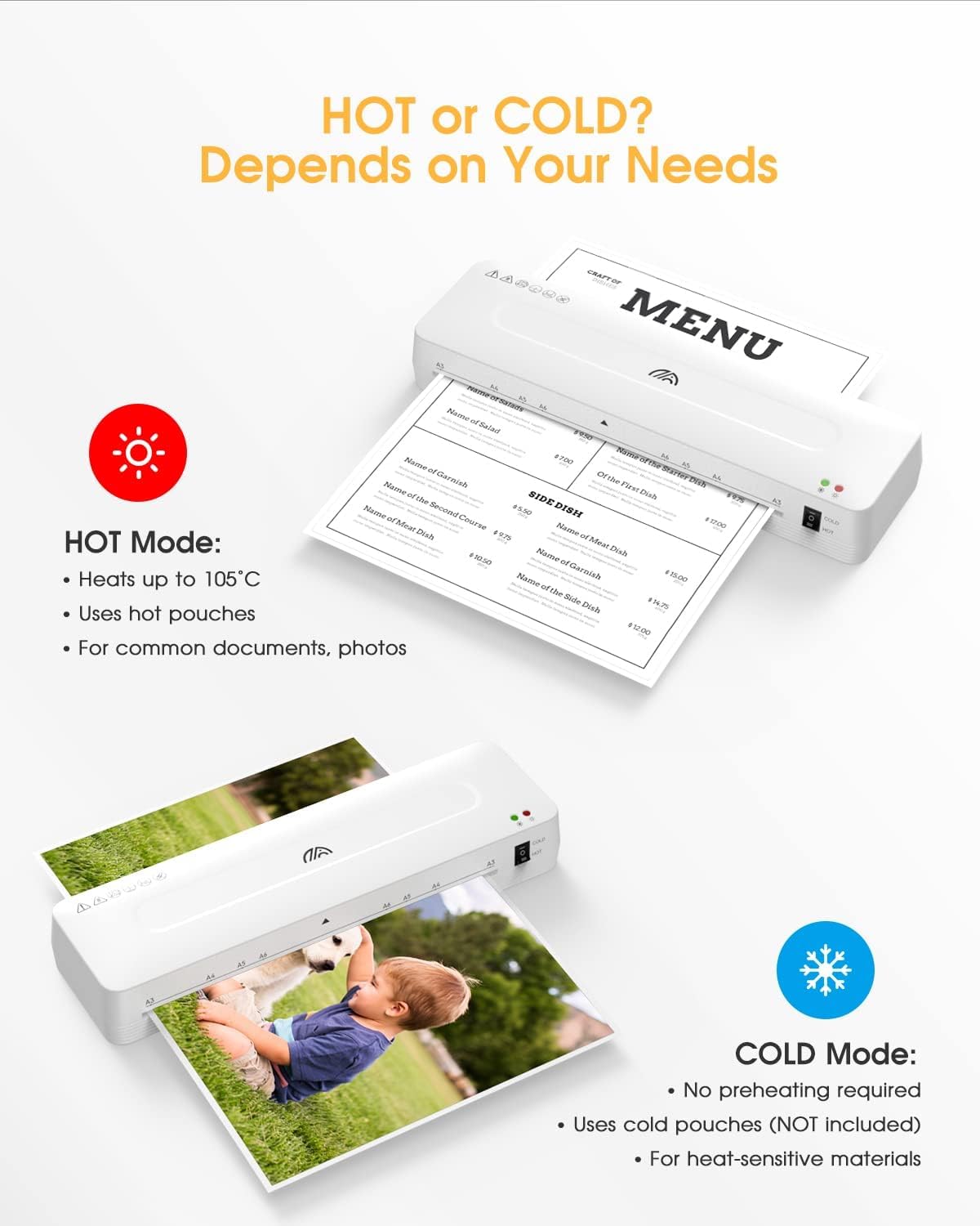 Crenova A3 Laminator, 13-Inch HOT and Cold Laminator Machine with Paper Trimmer, Corner Rounder, Hole Puncher, and 20 Thermal Laminating Pouches for Home, Office, and School Use
