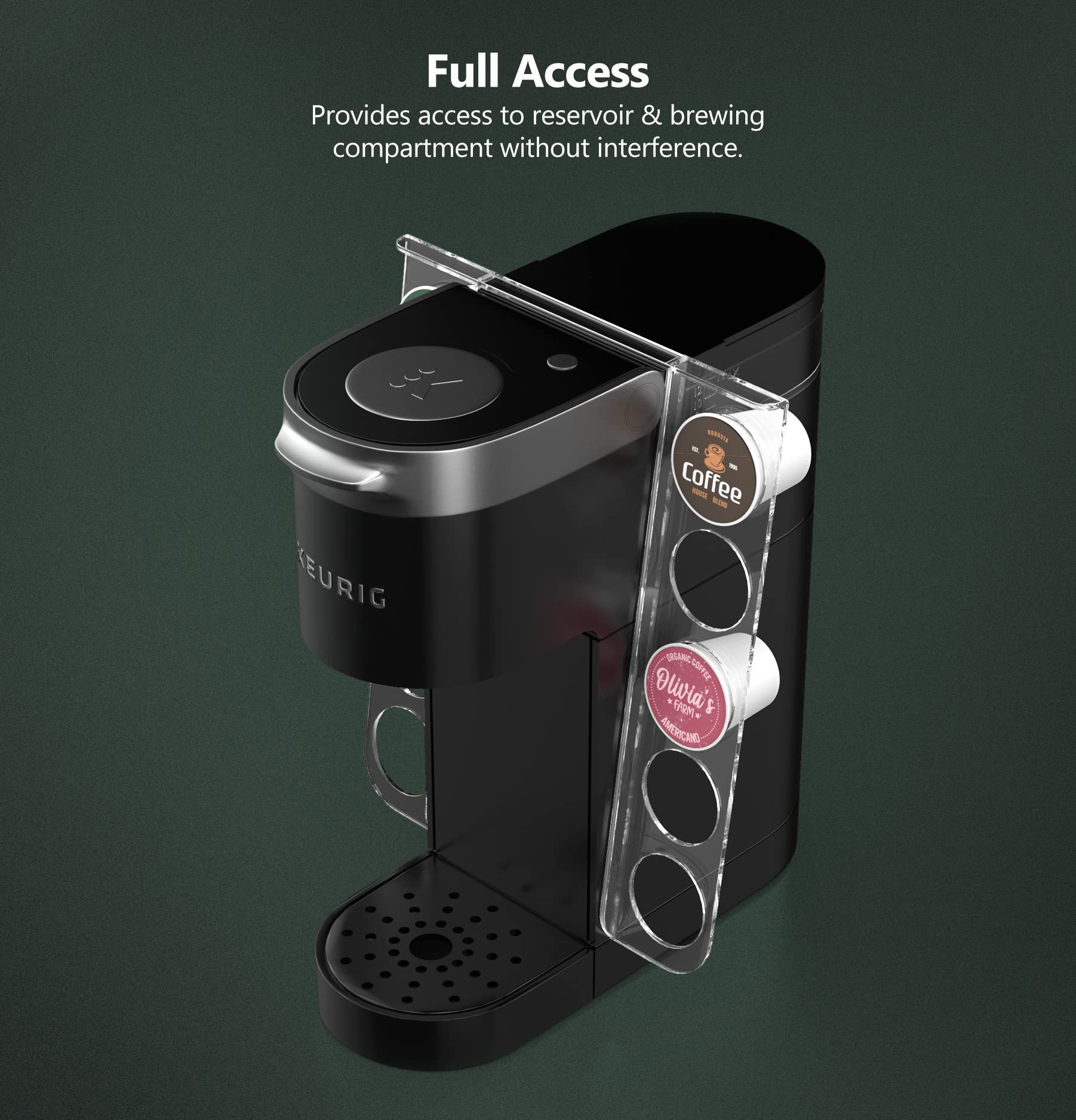 Gevoli K Cup Organizer for Single Serve Keurig K-Mini and K Mini PLUS Coffee Makers - Space Saving Modern Acrylic Kcup Pod Holder (10 Pod Capacity)