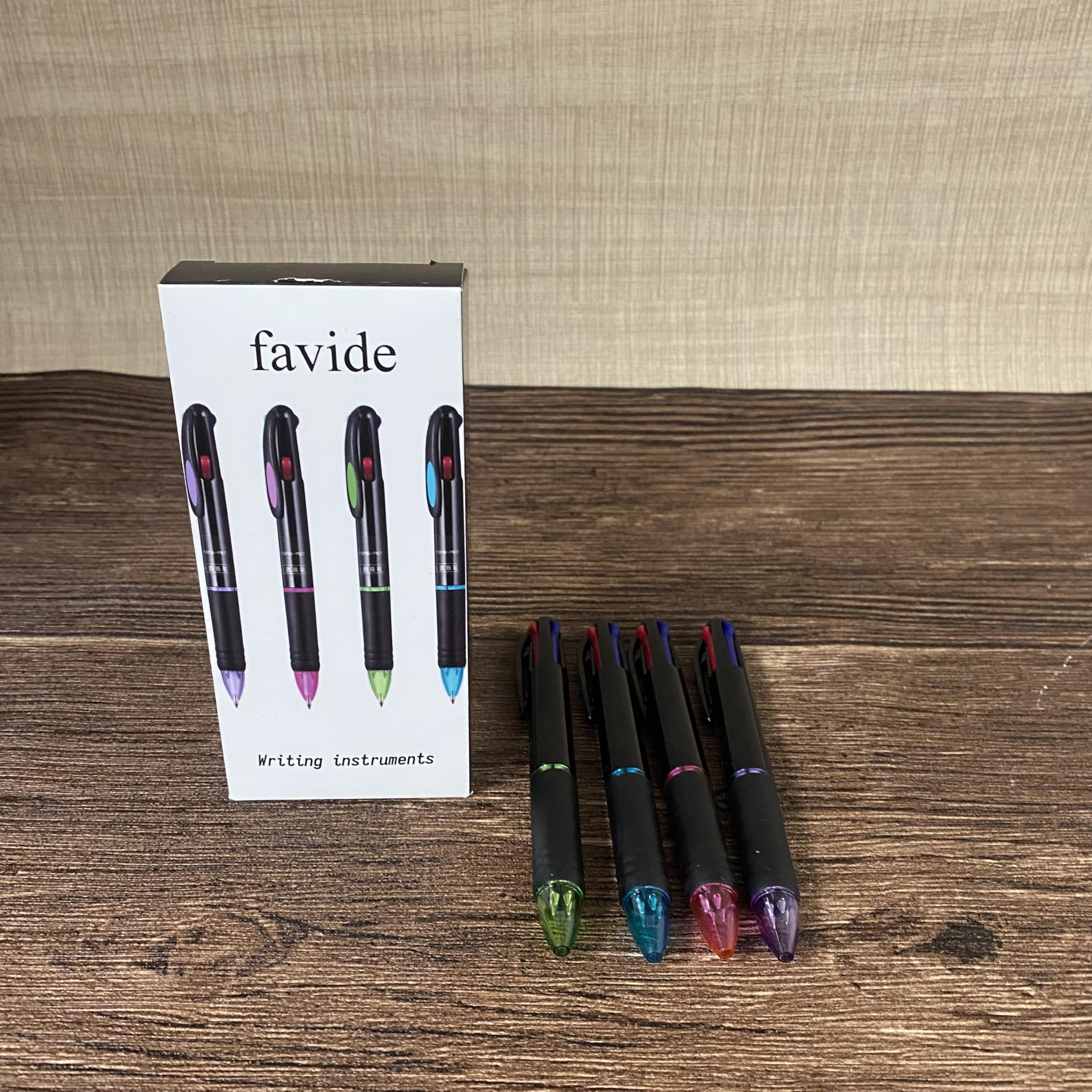 favide 4 Pack 0.7mm 4-in-1 Multicolor Ballpoint Pen,4-Color Retractable Ballpoint Pens for Office School Supplies Students Children Gift