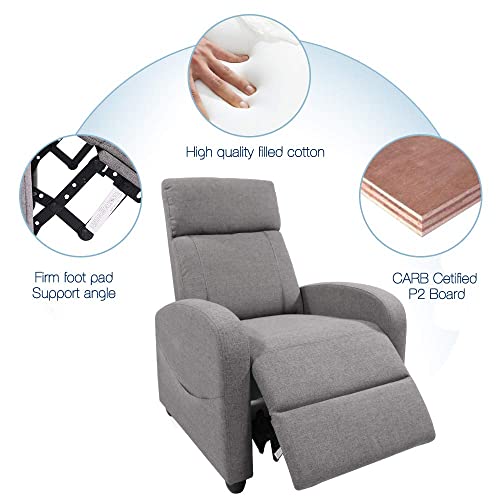 Fabric Massage Recliner Chair Living Room Chair Adjustable Home Theater Seating Winback Single Recliner Sofa Chair Lazy Boy Recliner Padded Seat Push Back Recliners Full Body Armchair for Living Room
