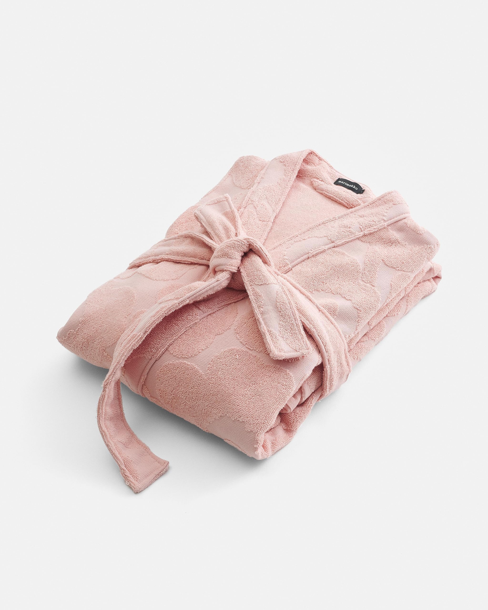MARIMEKKO Pieni Unikko Terry Cotton Bathrobe (Powder Pink) – Floral Patterned Bathrobe – 46 in x 23 in (S/M)
