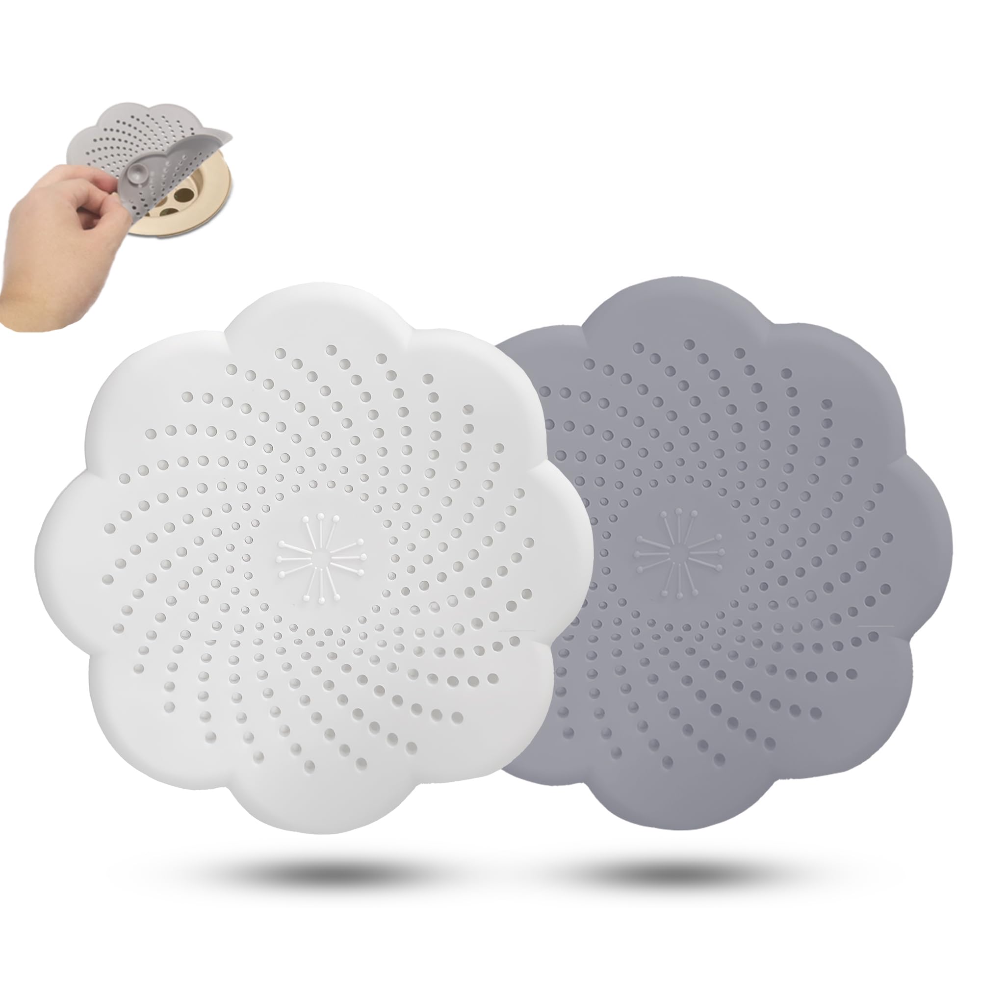 Premium Sink Filter and Shower Drain Cover Hair Catcher - Kitchen Sink Drain Strainer and Bathtub Drain Plug - Pack of 2