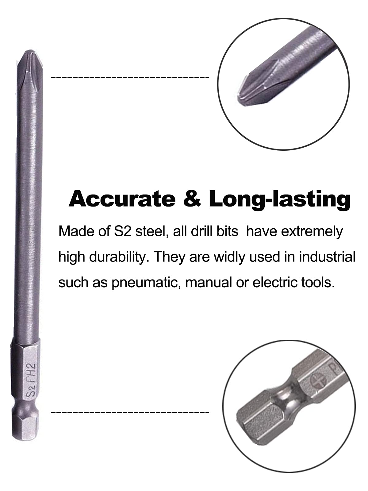 Rocaris 12 Pack 1/4 Inch Hex Shank Long Magnetic Screwdriver Bits Set 4 in Power Tools (Slotted+Cross Head)