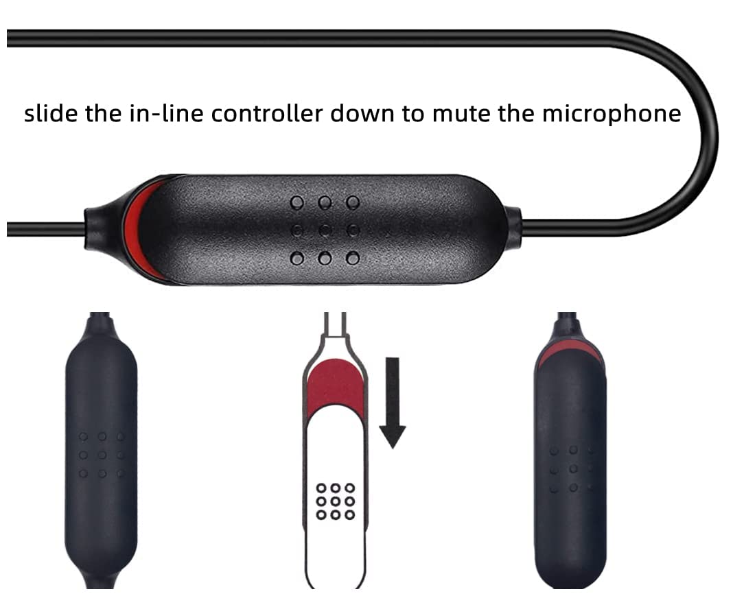 Auhsuxo QC35 Boom Mic Cable Boom Gaming Microphone Headphone Replacement Cable with Mute Switch Mic Compatible with Bose QuietComfort 35 QC35 QC35II, for PS4, Xbox One, PS5