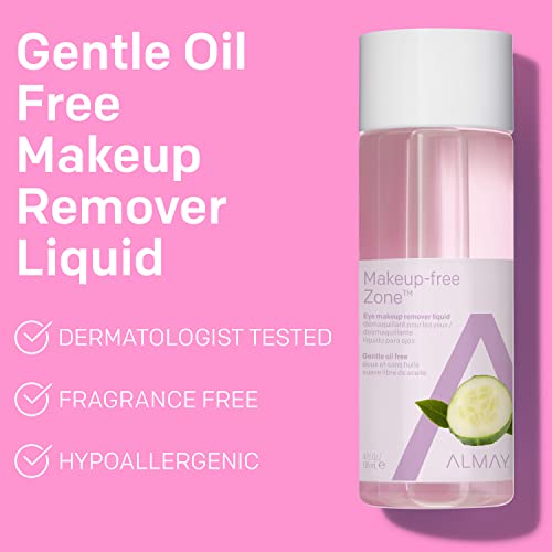 Eye Makeup Remover Liquid with Aloe by Almay ,Oil Free, Hypoallergenic, Fragrance Free, Dermatologist & Ophthalmologist Tested, 4 Fl Oz,