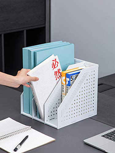Leven/Deli Collapsible Magazine File Holder/Desk Organizer for Office Organization and Storage with 3 Vertical Compartments