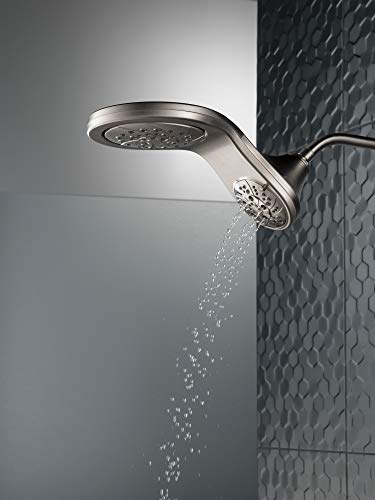 DELTA FAUCET 58581-SS25-PK HydroRain H2Okinetic 5-Setting Two-in-One Shower Head Combo, 2.5 GPM Water Flow, Stainless