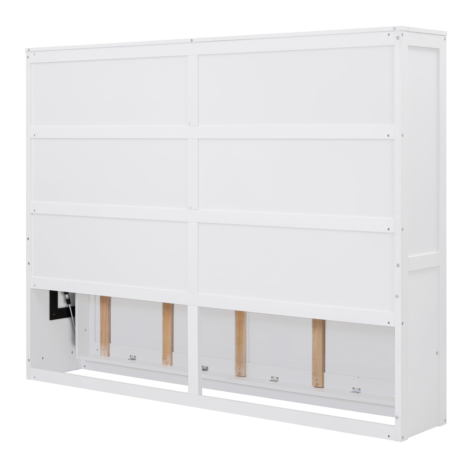 DEINPPA Queen Murphy Bed Cabinet, Space-Saving Wall Bed Frame for Multipurpose Guest Room or Home Office-White