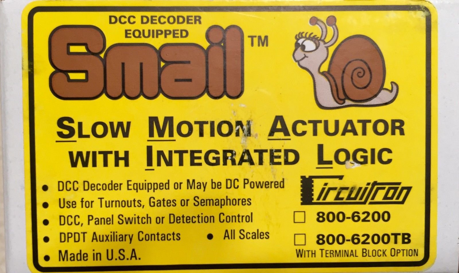 Circuitron 6200 SMAIL Tortoise Switch Machine with NCE DCC decoder MODELRRSUPPLY ,#G14E6GE4R-GE 4-TEW6W211087