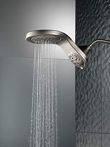 DELTA FAUCET 58581-SS25-PK HydroRain H2Okinetic 5-Setting Two-in-One Shower Head Combo, 2.5 GPM Water Flow, Stainless