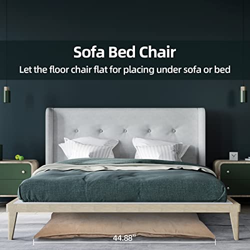 Sucrever Floor Sofa Chair with Adjustable 6-Position and 2 Pillows for Adults, Folding Lazy Sofa Sleeper Bed Couch for Reading or Gaming, Chaise Lounge Chair for Bedroom Living Room, Beige