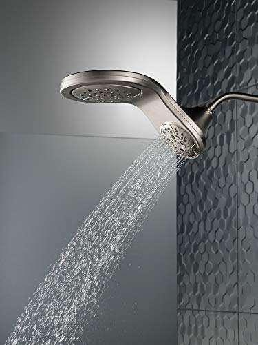 DELTA FAUCET 58581-SS25-PK HydroRain H2Okinetic 5-Setting Two-in-One Shower Head Combo, 2.5 GPM Water Flow, Stainless