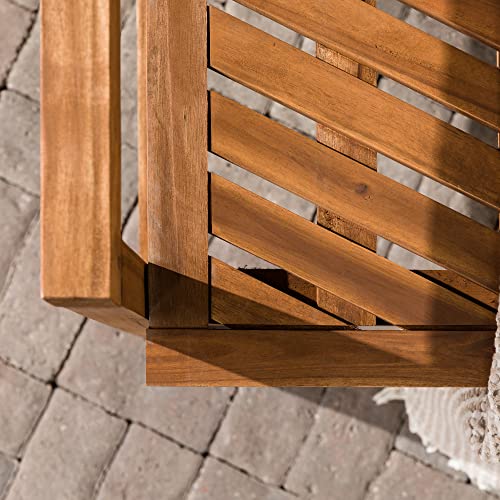Walker Edison 2 Piece Outdoor Patio Chevron Wood Chair Set All Weather Backyard Conversation Garden Poolside Balcony, Set of 2, Brown