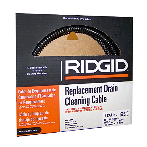RIDGID 62270 C-8 Sink Sectional Cables, Drain Cleaning Cables for Sectional Machines such as K-60SP and K-50, 5/8-Inch Sectional Drain Cleaner Cable, Black