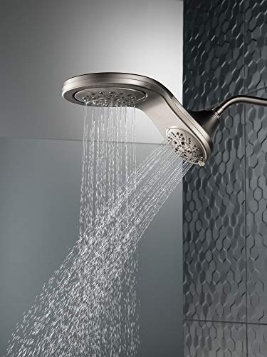 DELTA FAUCET 58581-SS25-PK HydroRain H2Okinetic 5-Setting Two-in-One Shower Head Combo, 2.5 GPM Water Flow, Stainless