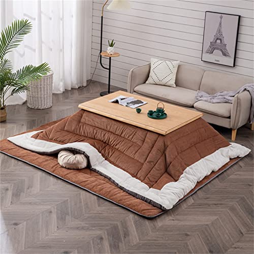 MCNUSS Kotatsu Heated Table, Japanese Folding Storage Tatami Coffee Table Thickened Furnace Winter Roasting Stove Heating Table Table+Quilt+Carpet+Heater,B