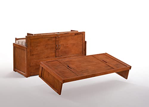 NIGHT & DAY Furniture Murphy Cube Cabinet Bed Pre-Assembled (Cherry, Queen)