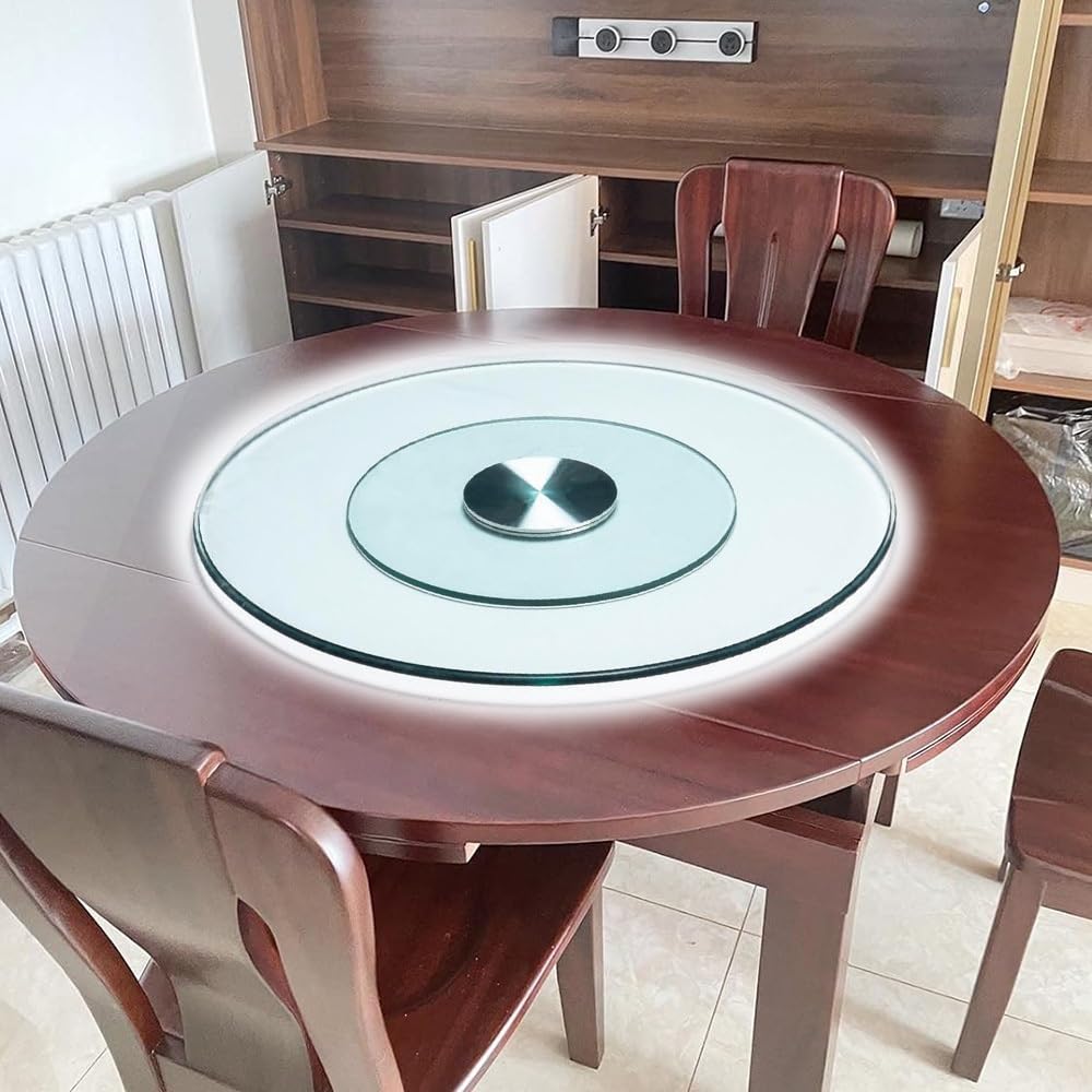 EMENAR 20/30/40inch Heavy Duty Tempered Glass Lazy Susan Turntable, Round Dining Table Serving Tray, Kitchen Serving Plate 360° Rotatable (Size : 90cm/36in)