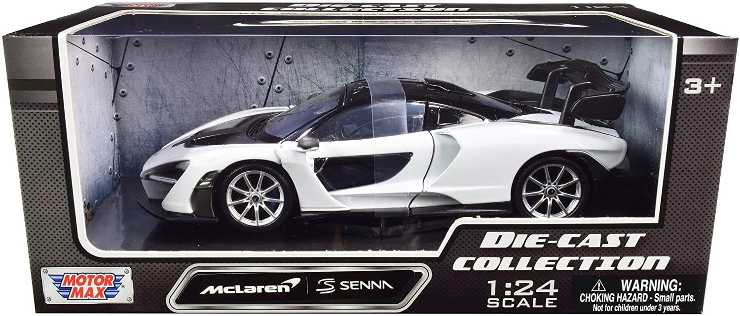 McLaren Senna White and Black 1/24 Diecast Model Car by Motormax 79355