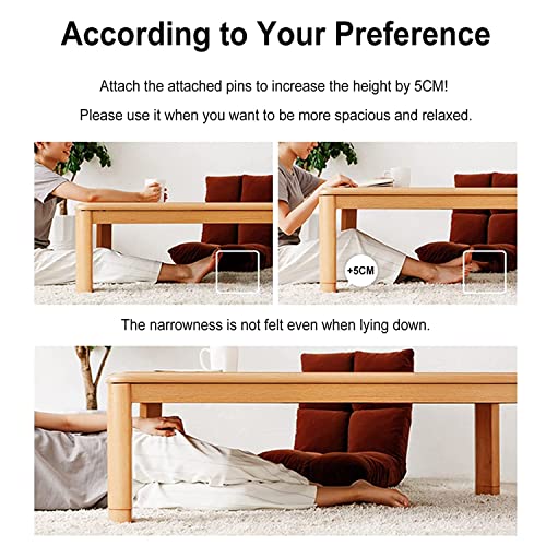 MCNUSS Kotatsu Heated Table, Japanese Folding Storage Tatami Coffee Table Thickened Furnace Winter Roasting Stove Heating Table Table+Quilt+Carpet+Heater,B
