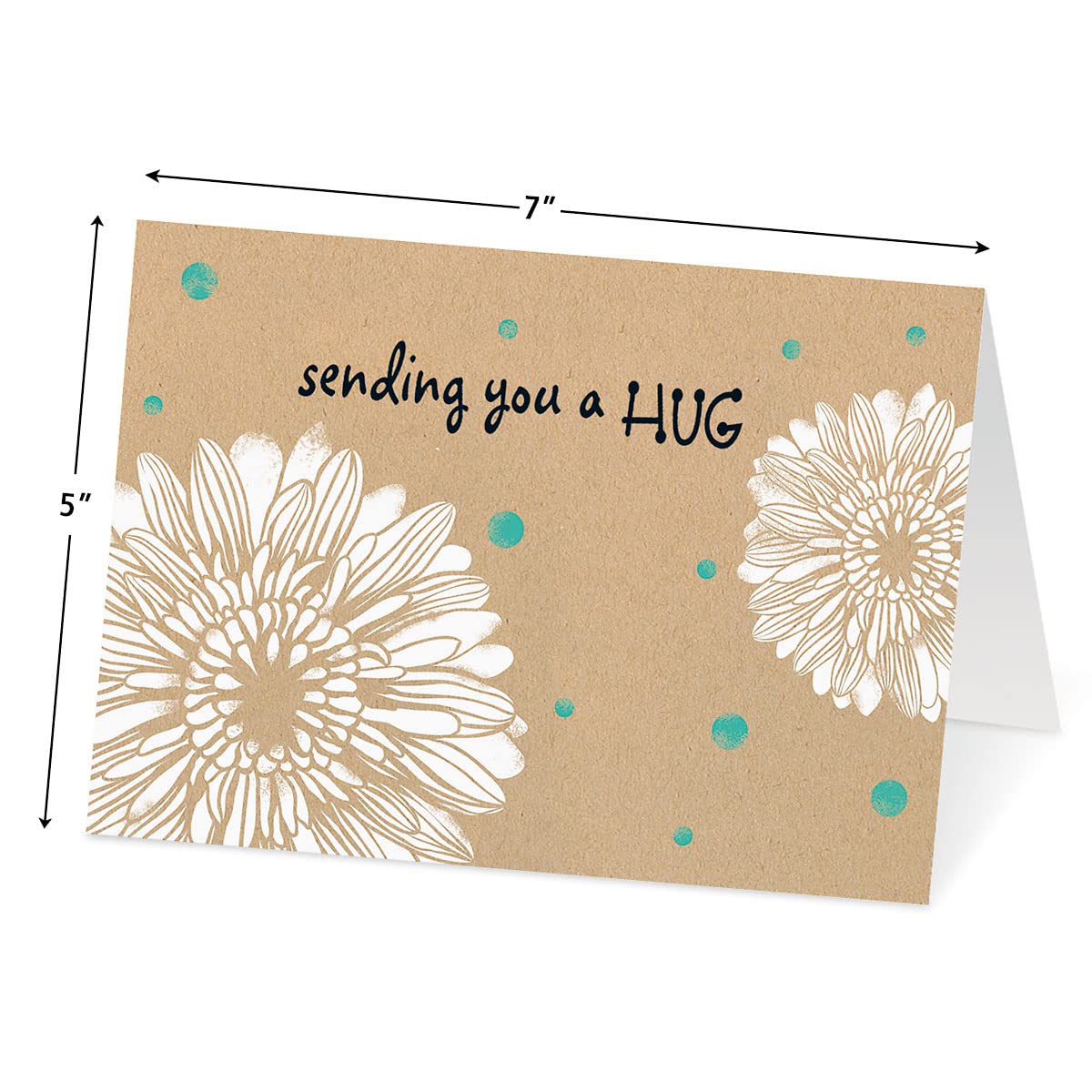 Thinking of You Kraft Greeting Card Value Pack - Set of 20 (5 designs), Large 5" x 7" Friendship Cards, Envelopes Included