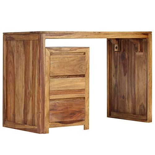 vidaXL Solid Sheesham Wood Writing Table Home Indoor Wooden Farmhouse Rectangular Storage Computer Study Writing Desk Office Furniture