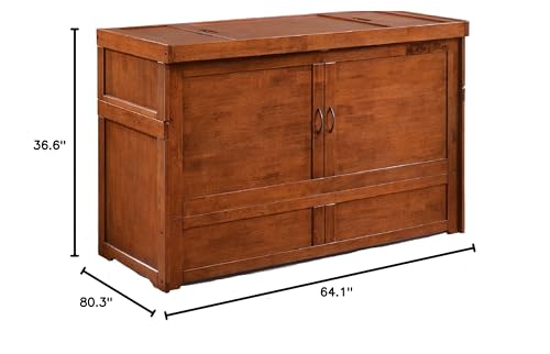 NIGHT & DAY Furniture Murphy Cube Cabinet Bed Pre-Assembled (Cherry, Queen)