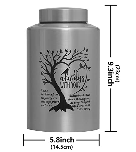Decorative Urn Cremation Urn for Human Ashes Large up to 220lbs Large Memory Decorative Funeral Burial Urn for Male Female Ashes (Stainless Steel Tree)