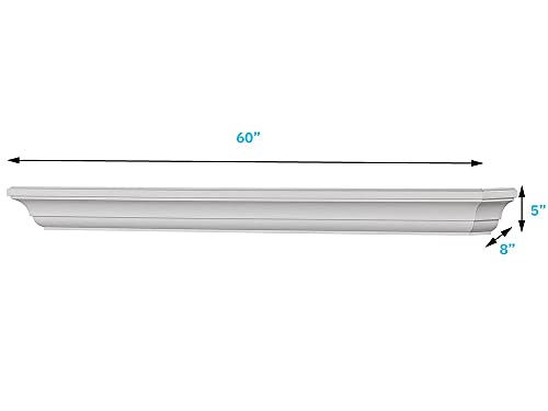 MANTELSDIRECT 60 Inch Floating Fireplace Mantel Wood Shelf in White - Colton from Mantels Direct | Wooden Rustic Wall Shelf Perfect for Décor and Electric Fireplaces