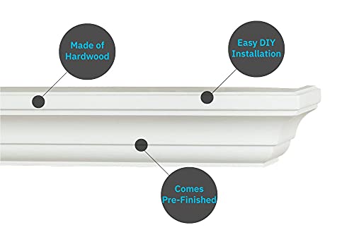 MANTELSDIRECT 60 Inch Floating Fireplace Mantel Wood Shelf in White - Colton from Mantels Direct | Wooden Rustic Wall Shelf Perfect for Décor and Electric Fireplaces