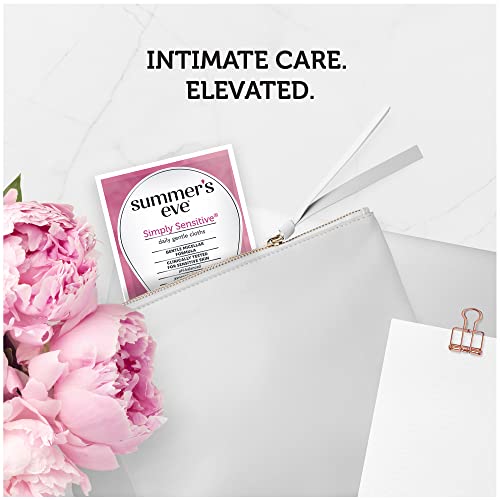 Summer’s Eve Simply Sensitive Daily Gentle Feminine Wipes, pH balanced, 16 Count, 12 Pack