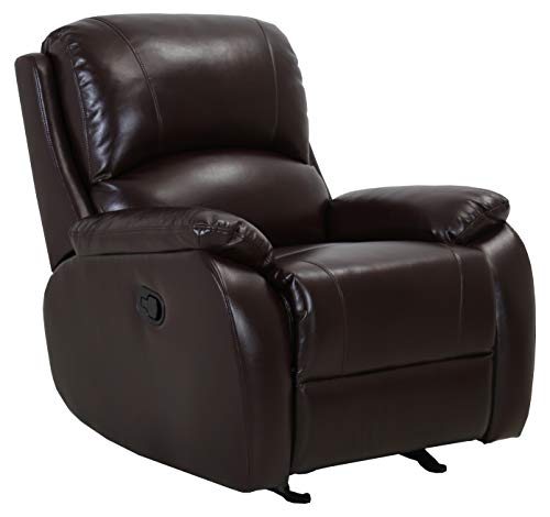 Amazon Brand ā Ravenna Home Oakesdale Contemporary Glider Recliner, 35.4"W, Faux Leather, Dark Brown