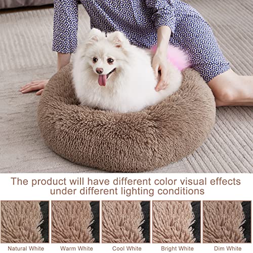 MIXJOY Orthopedic Dog Bed Comfortable Donut Cuddler Round Dog Bed Ultra Soft Washable Dog and Cat Cushion Bed (20''/23''/30'') (23'', Brown)