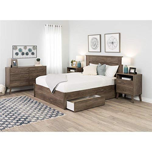 Prepac Milo Mid-Century 6 Drawer Dresser For Bedroom, 16" D x 52.25" W x 33" H, Drifted Gray