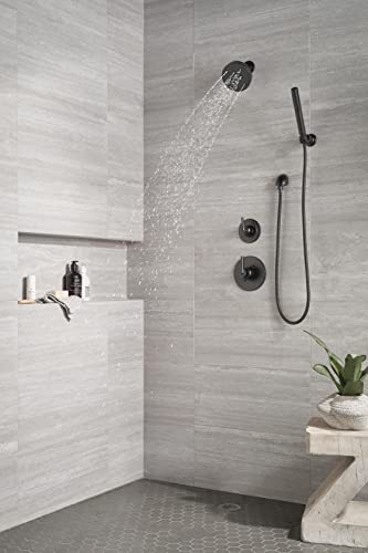 Delta Faucet Trinsic 3-Setting Matte Black Shower System Including Black Shower Head, Handheld Shower, Shower Handle, Shower Diverter and Shower Valve Kit, Delta Shower Trim Kit, Matte Black
