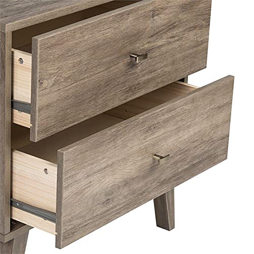 Prepac Milo Mid-Century 6 Drawer Dresser For Bedroom, 16" D x 52.25" W x 33" H, Drifted Gray
