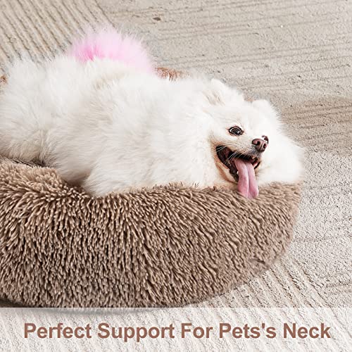 MIXJOY Orthopedic Dog Bed Comfortable Donut Cuddler Round Dog Bed Ultra Soft Washable Dog and Cat Cushion Bed (20''/23''/30'') (23'', Brown)