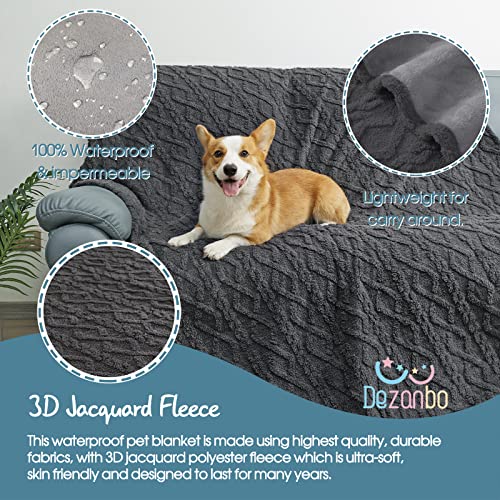 Waterproof Dog Blanket- Sofa Bed Couch Cover for Dogs,Reversible 3D Sherpa Pet Throw Blankets for Large Medium Small Dogs Puppies Cats,Pee Proof,Ultra Soft Cozy,Charcoal Grey,40βX60β