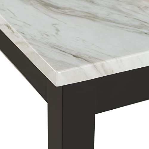 Dinehome 5 Piece Kitchen Square Faux Marble Top Counter Height Dining Table Set with 4 Upholstered Chairs, Gray