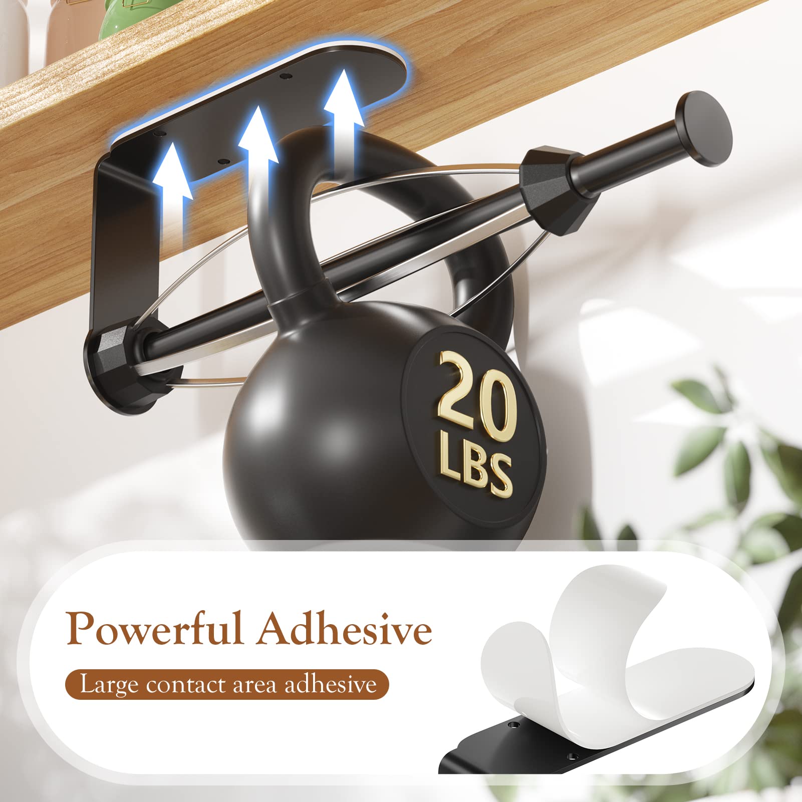 Paper Towel Holder Under Cabinet, Single Hand Operable Wall Mount Paper Towel Holder with Damping Effect, Self-Adhesive or Drilled Paper Roll Holders for Kitchen, Bathroom, RV(2 Towel Robe Hooks)