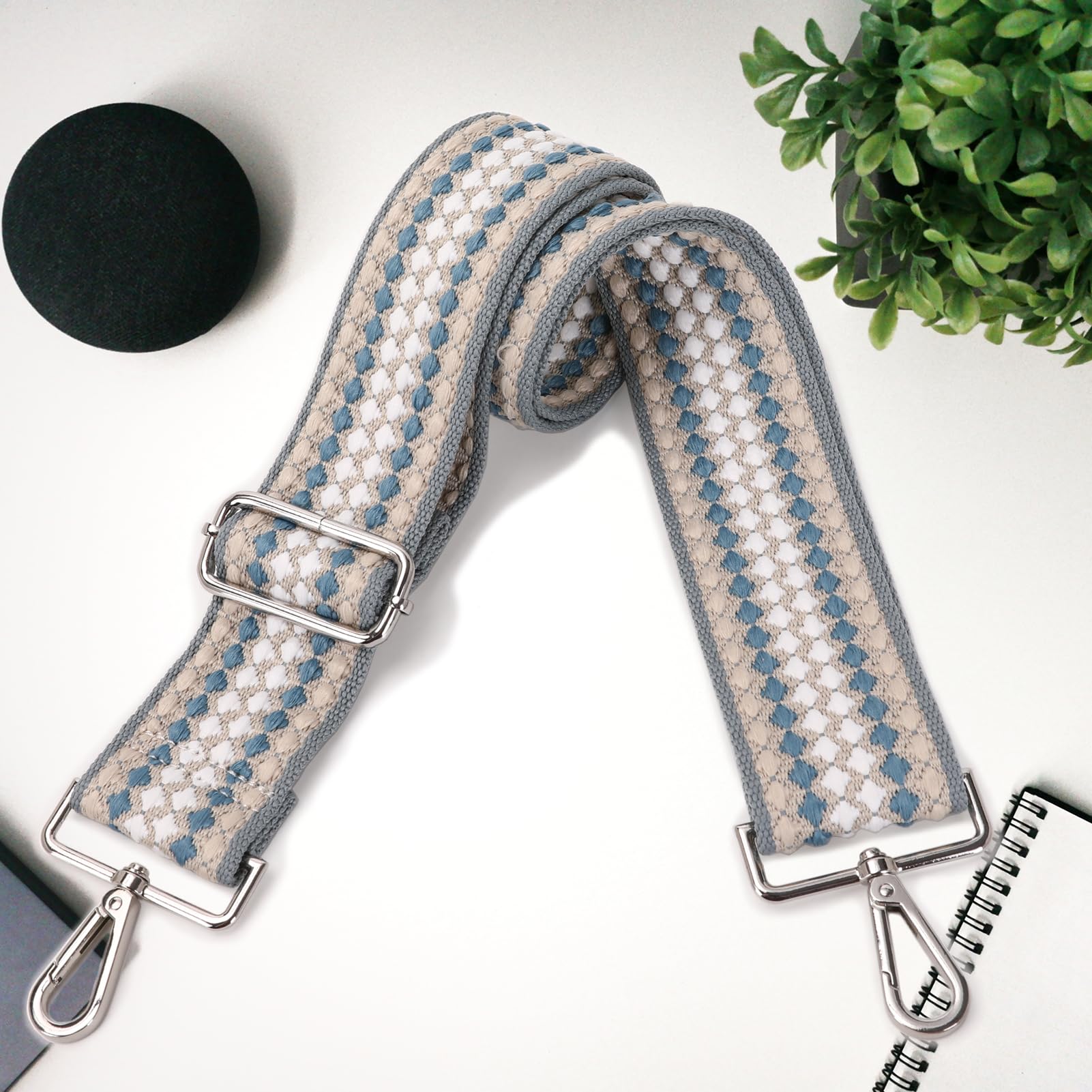GINJKGO Purse Straps Silver Hardware - Women's Crossbody Handbags Bag Straps Replacement Crossbody for Tote, Guitar Strap for Purse