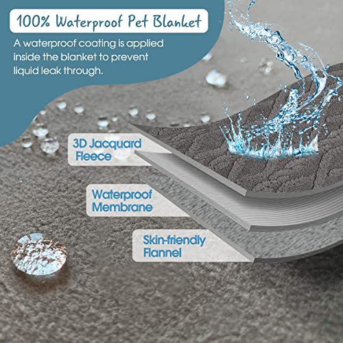 Waterproof Dog Blanket- Sofa Bed Couch Cover for Dogs,Reversible 3D Sherpa Pet Throw Blankets for Large Medium Small Dogs Puppies Cats,Pee Proof,Ultra Soft Cozy,Charcoal Grey,40βX60β